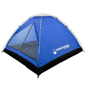 2-person tent, water resistant dome tent for camping with removable rain fly and carry bag, lost river 2 person tent by wakeman outdoors (gray/blue)