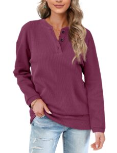 ofeefan comfy sweatshirts for women crew neck tunic tops to wear with leggings deep purple l