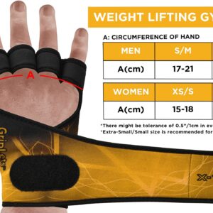 RDX Weight Lifting Gloves Grips Fitness Gym Workout, Long Wrist Support, Ventilated Open Back Anti-Slip Gripper, Strength Training Deadlift HIIT Exercise, Women Men Cycling Climbing Gymnastics Rowing