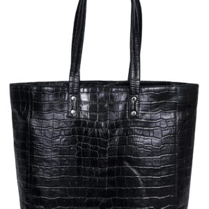 ANTONIO VALERIA Alexis Black Printed Leather Tote/Top Handle Shoulder Bag for Women