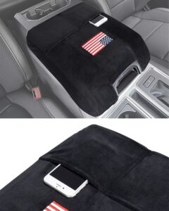 issyauto center console cover compatible with 2015-2020 f150, 2017-2022 f250 f350 f450, 2018-2023 expedition, american flag armrest cover with pockets (bucket seat only)