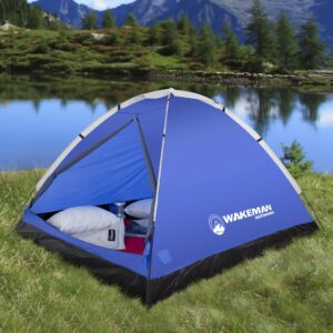 2-Person Tent, Water Resistant Dome Tent for Camping with Removable Rain Fly and Carry Bag, Lost River 2 Person Tent by Wakeman Outdoors (Gray/Blue)