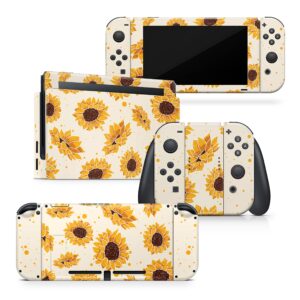 tacky design sunflowers skin compatible with nintendo switch skin decal, yellow skin compatible with nintendo switch stickers vinyl 3m full wrap nintendo switch cover