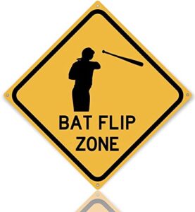 bat flip zone 12" x 12" tin sign baseball theme sports bar man cave garage home decor