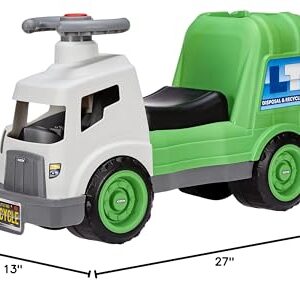 Little Tikes Dirt Diggers Garbage Truck Scoot Ride On with Real Working Horn and Trash Bin for Themed Roleplay for Boys, Girls, Kids, Toddlers Ages 2 to 5 Years, Large