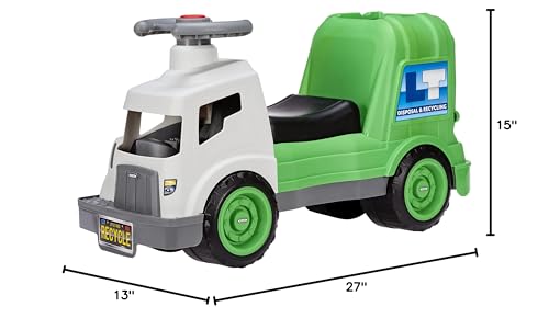 Little Tikes Dirt Diggers Garbage Truck Scoot Ride On with Real Working Horn and Trash Bin for Themed Roleplay for Boys, Girls, Kids, Toddlers Ages 2 to 5 Years, Large