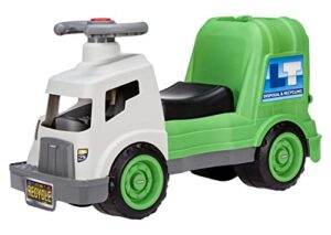 little tikes dirt diggers garbage truck scoot ride on with real working horn and trash bin for themed roleplay for boys, girls, kids, toddlers ages 2 to 5 years, large