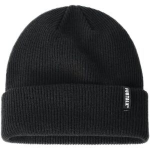 FURTALK Beanie Hat for Women Men Winter Hat Womens Cuffed Beanies Knit Skull Cap Warm Ski Hats Black