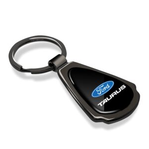 iPick Image for Ford Taurus Black Dome Dark Gunmetal Metal Teardrop Premium Key Chain Keychain, Official Licensed