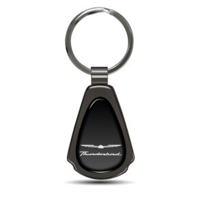 ipick image for ford thunderbird black dome dark gunmetal metal teardrop premium key chain keychain, official licensed