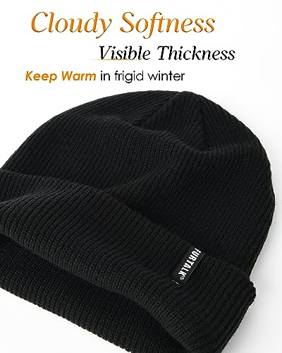 FURTALK Beanie Hat for Women Men Winter Hat Womens Cuffed Beanies Knit Skull Cap Warm Ski Hats Black