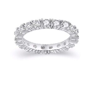 orentini 18k white gold plated cubic zirconia 4x4mm square princess cut eternity ring band for women men