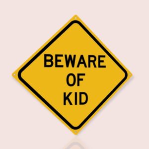 Toothsome Studios Beware of Kid 12" x 12" Funny Tin Sign Home Boys Girls Bedroom Decor