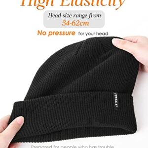 FURTALK Beanie Hat for Women Men Winter Hat Womens Cuffed Beanies Knit Skull Cap Warm Ski Hats Black