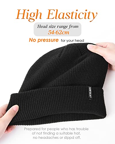 FURTALK Beanie Hat for Women Men Winter Hat Womens Cuffed Beanies Knit Skull Cap Warm Ski Hats Black