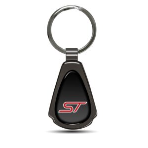 ipick image for ford focus st black dome dark gunmetal metal teardrop premium key chain keychain, official licensed