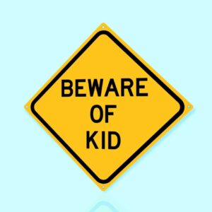 Toothsome Studios Beware of Kid 12" x 12" Funny Tin Sign Home Boys Girls Bedroom Decor