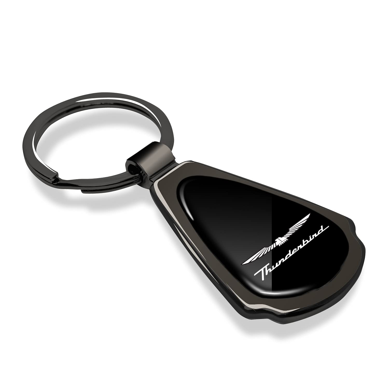 iPick Image for Ford Thunderbird Black Dome Dark Gunmetal Metal Teardrop Premium Key Chain Keychain, Official Licensed