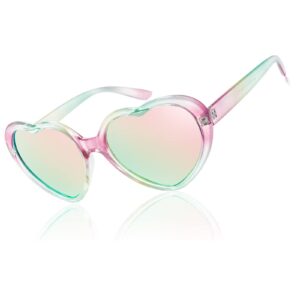 lvioe heart sunglasses for women, polarized heart shaped sunglasses with uv protection heart style retro glasses for shopping