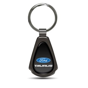 ipick image for ford taurus black dome dark gunmetal metal teardrop premium key chain keychain, official licensed