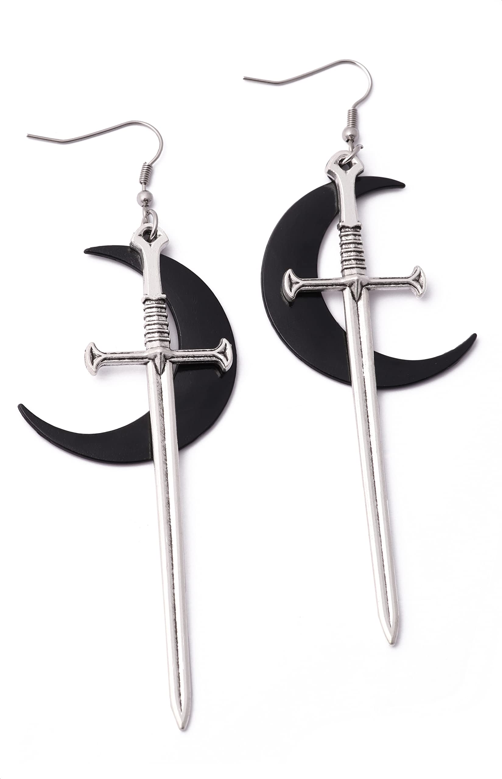 Sacina Gothic Sword Earrings, Sword Earrings Dangle, Goth Earrings Gift for Women, Christmas Gift for Women (Moon Sword)