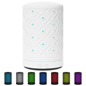 essential oil diffusers aromatherapy humidifier: white ceramic aroma infuser for home bedroom office - vaporizer for room - small machine