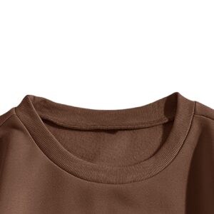 Verdusa Women's Oversized Crew Neck Long Sleeve Drop Shoulder Pullover Sweatshirt Top Coffee L