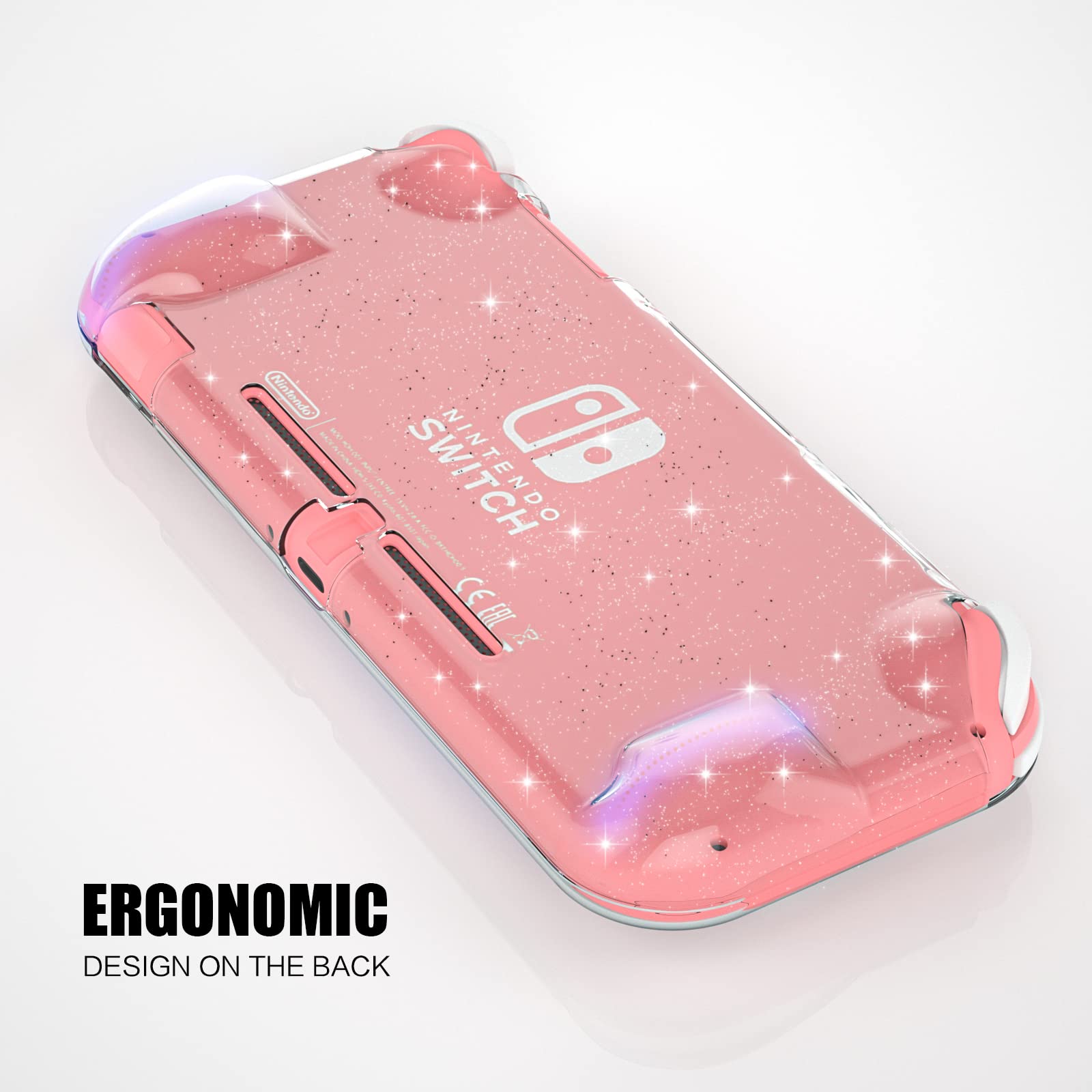 ECHZOVE Glitter Comfort Grip Case for Switch lite, Protective Hard Case for Switch lite Clear