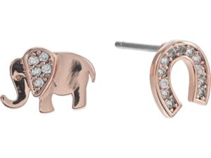 kate spade new york wishes good luck asymmetrical studs earrings clear/rose gold one size