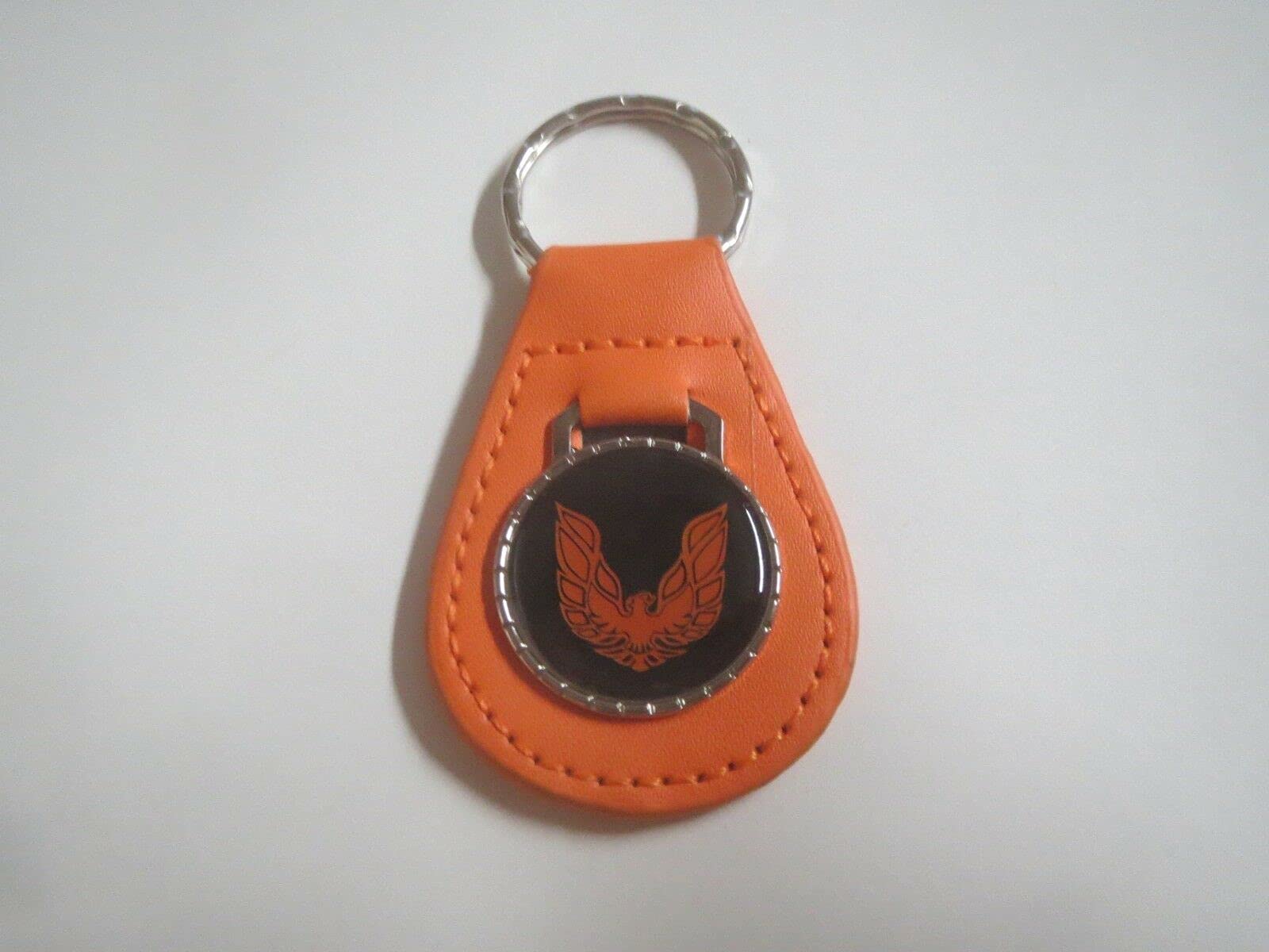 FIREBIRD OR TRANS-AM ORANGE BIRD LOGO LEATHER KEYCHAIN - PUMPKIN