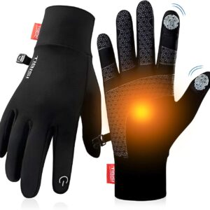 Tmani Winter Gloves Women Men, Warm Thermal Running Touchscreen Men Lightweight Walking Anti-Slip for Skiing