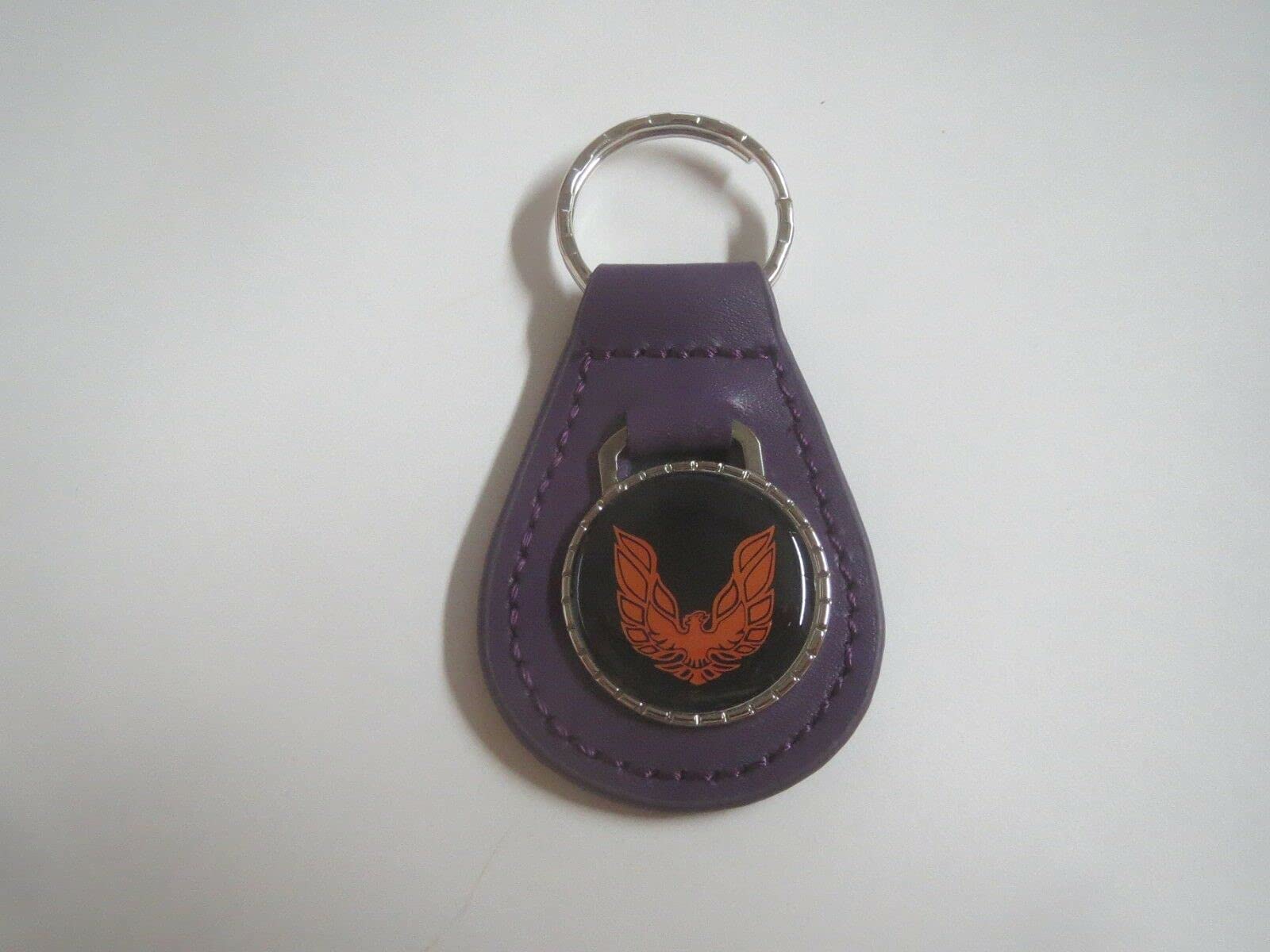 FIREBIRD OR TRANS-AM ORANGE BIRD LOGO LEATHER KEYCHAIN - PURPLE