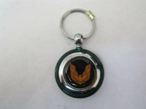 firebird or trans-am orange bird logo round plastic keychain - green