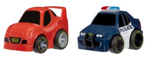 little tikes, my first cars, crazy fast cars 2-pack high speed pursuit, police chase theme pullback toy car vehicle goes up to 50 ft