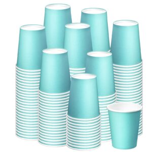 [150 pack] paper cups 8 oz, disposable paper coffee cup, hot or cold beverage drinking paper cups, paper cups for party, picnic, bbq, travel, and event(light blue)