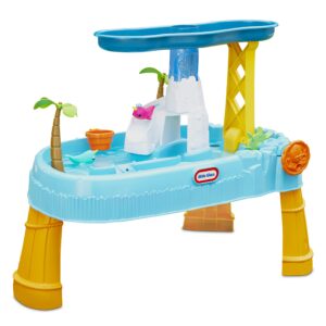 little tikes kids waterfall island water activity play table set with accessories, outdoor, for boys and girls ages 2-5 years