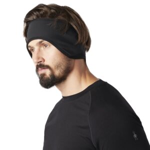 smartwool active merino fleece wind headband | merino wool sweatband for men and women, black, one size