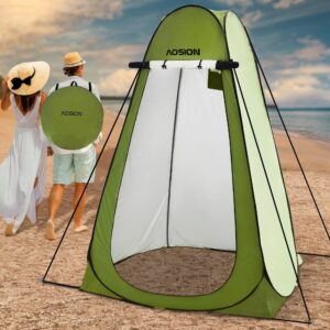 aosion privacy shower tent,pop up changing tent,camp bathroom changing dressing room,portable toilet tent with carry bag for camping, beach, green.