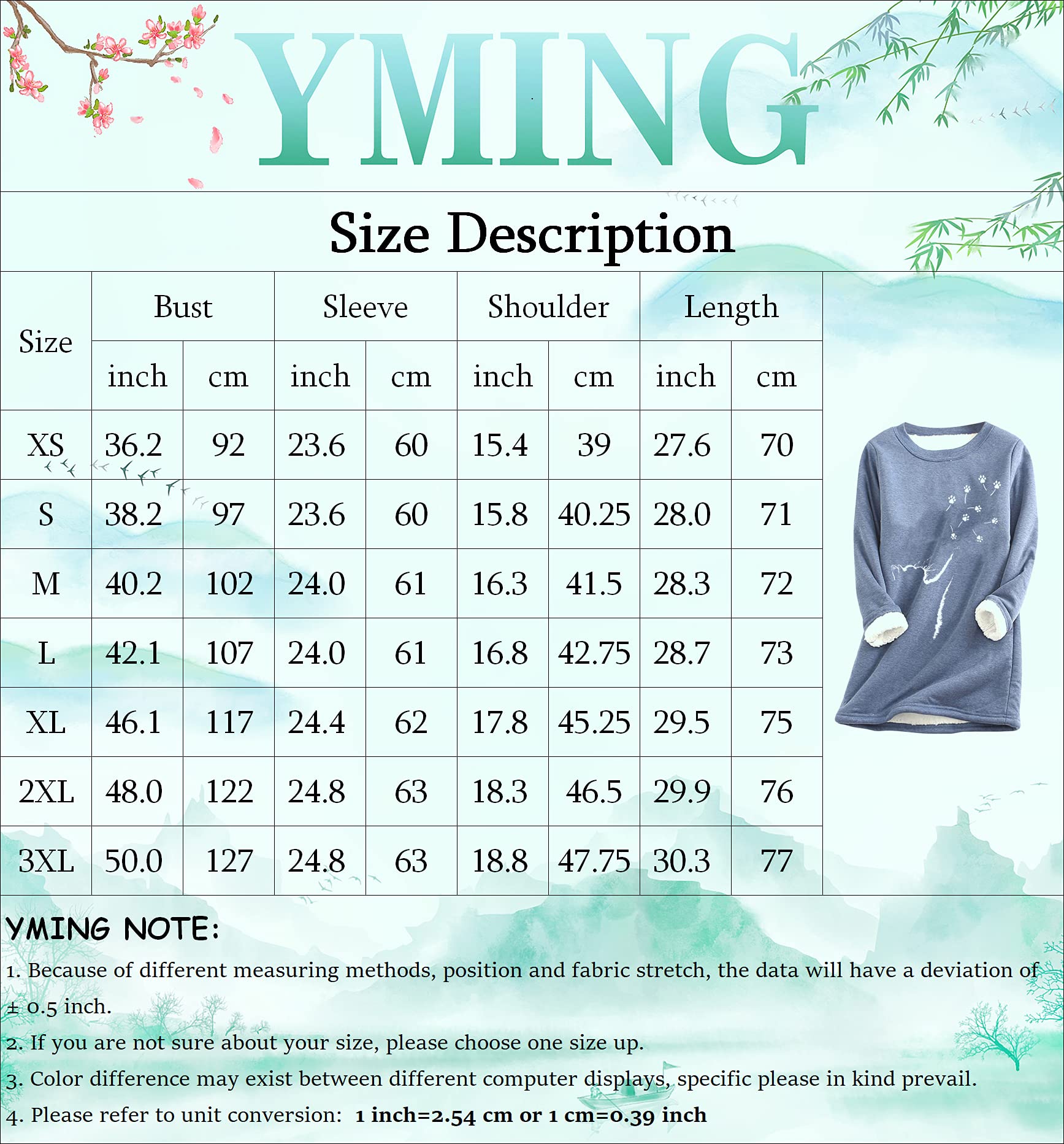 YMING Ladies Oversized Sherpa Lined Pullover Casual Fleece Sweatshirt Round Neck Jumper Tops Green 2XL