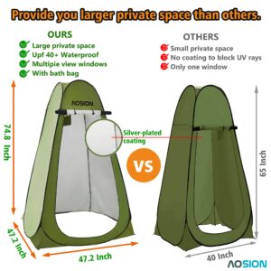 AOSION Privacy Shower Tent,Pop Up Changing Tent,Camp Bathroom Changing Dressing Room,Portable Toilet Tent with Carry Bag for Camping, Beach, Green.