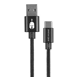 spartan gear - double sided usb cable (type c) (length: 2m - compatible with playstation 5xbox series x/stabletmobile) (colour: black) [