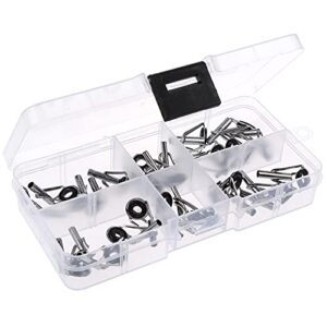 Proximitck Fishing Rod Tip Repair Kit Fishing Rod Tips Stainless Steel Ceramic Ring (30pcs/6size)