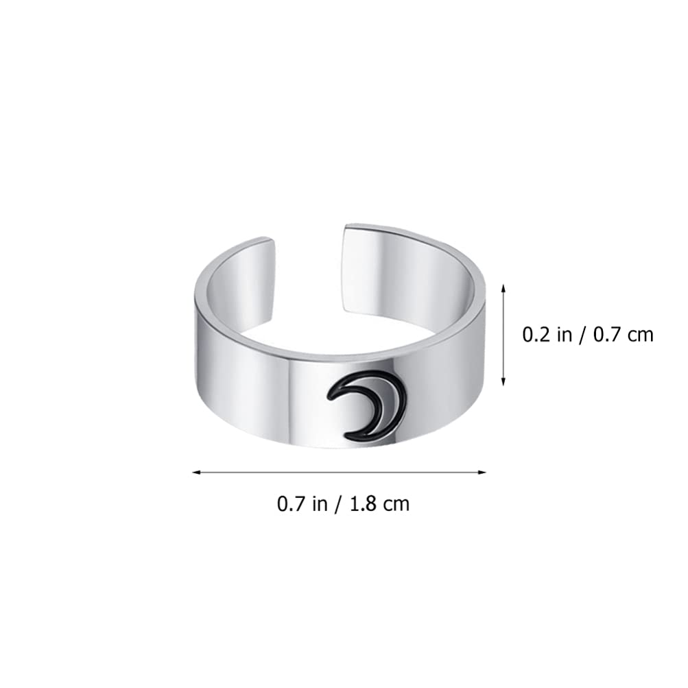 generic 2Pcs Adjustable Couple Rings Sun and Moon Matching Rings Jewelry Gift for Couple Promise Engagement Wedding Men Women