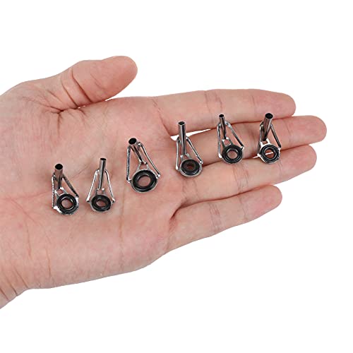 Proximitck Fishing Rod Tip Repair Kit Fishing Rod Tips Stainless Steel Ceramic Ring (30pcs/6size)