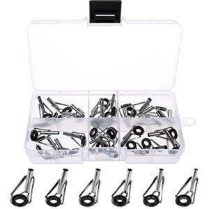 proximitck fishing rod tip repair kit fishing rod tips stainless steel ceramic ring (30pcs/6size)