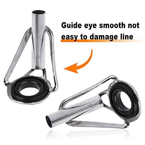 Proximitck Fishing Rod Tip Repair Kit Fishing Rod Tips Stainless Steel Ceramic Ring (30pcs/6size)