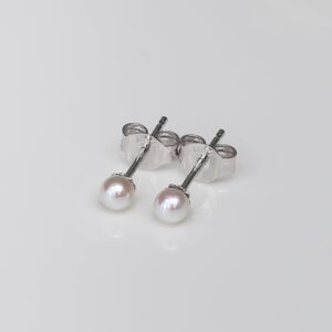 LUCKMORA Small Pearl Earrings for Women 925 Sterling Silver Genuine 3mm Tiny Pearl Studs Earrings for 2nd hole Mini Freshwater Cultured White Real Round Pearls (1 Pair)