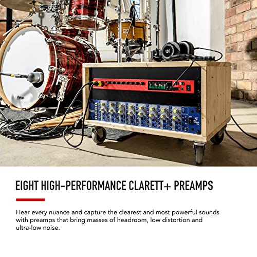 Focusrite Clarett+ 8Pre Studio-Grade 18-in/20-out Audio Interface for Established Producers —Eight High-Performance, Low-Noise, Low-Distortion Mic Preamps Capture Audio with Precise Clarity