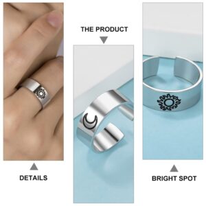 generic 2Pcs Adjustable Couple Rings Sun and Moon Matching Rings Jewelry Gift for Couple Promise Engagement Wedding Men Women