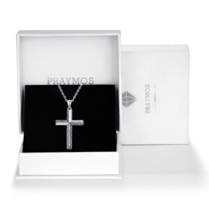 PRAYMOS Cross Necklace for Women 925 Sterling Silver Women's Cross Necklace Simple Dainty Cross Necklace Women Christian Religious Jewelry